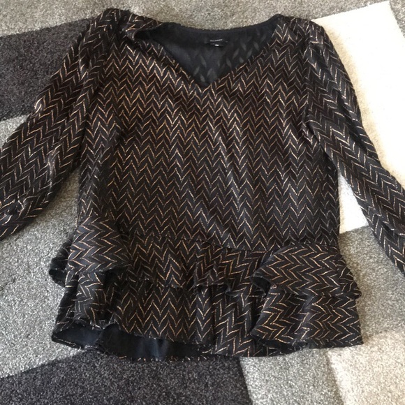 Halogen | Tops | Nwt Halogen Metallic Black Rose Gold Sheer Blouse ...